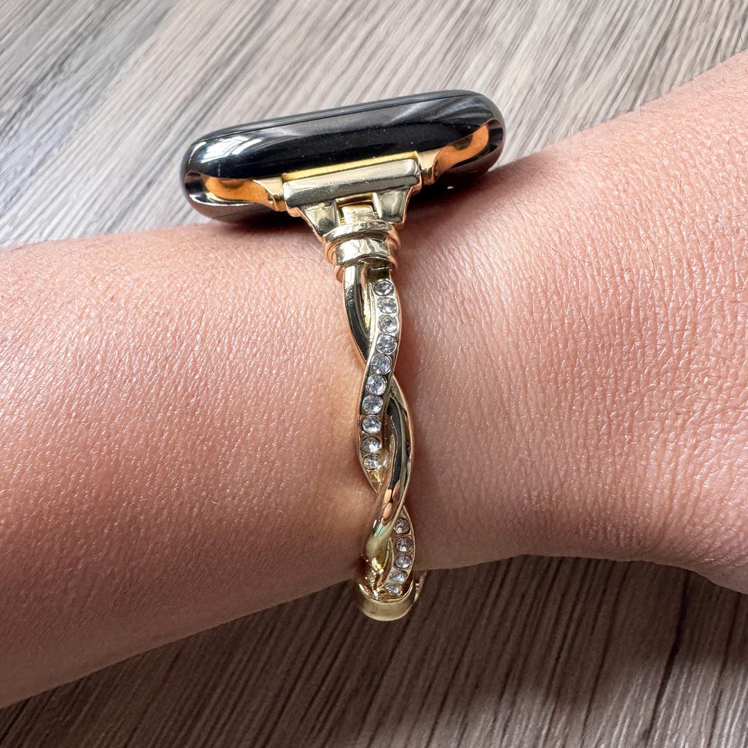 Gold Twist Elegance Diamond Chain Apple Watch Band Series 10/9/8/7/6/5 ...