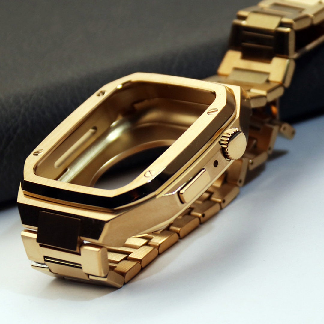 Apple Watch Mod Kit Stainless Steel Case and Band Full Protection Metal ...