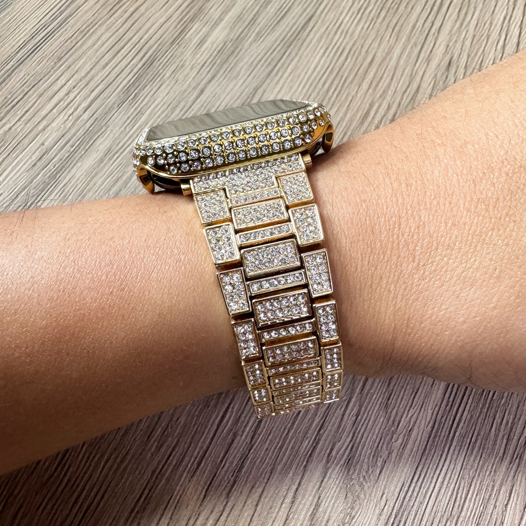 Gold Sparkling Lab Diamond Bracelets Apple Watch Band Elegant Jewelry ...