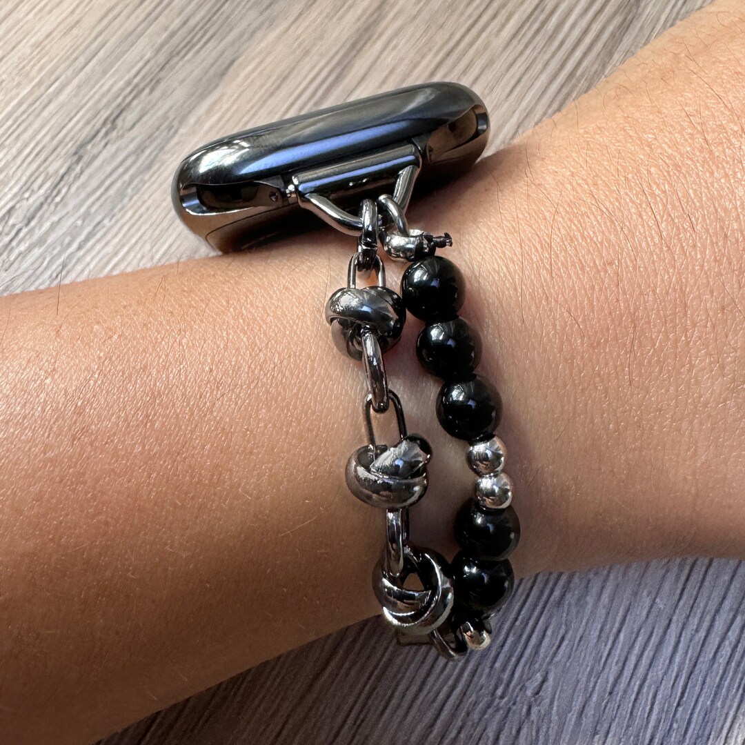 Black Pearl Elegant Chain Apple Watch Band Stainless Steel Ultra 1 2 ...