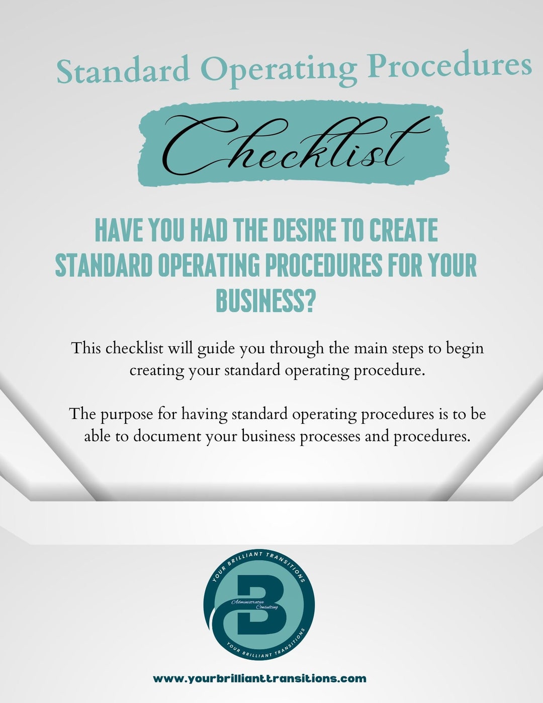 Standard Operating Procedure Checklist - Etsy