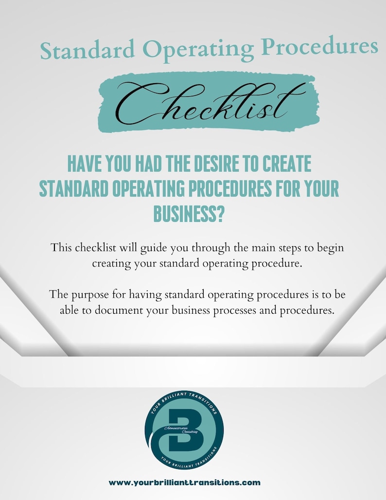 Standard Operating Procedure Checklist - Etsy