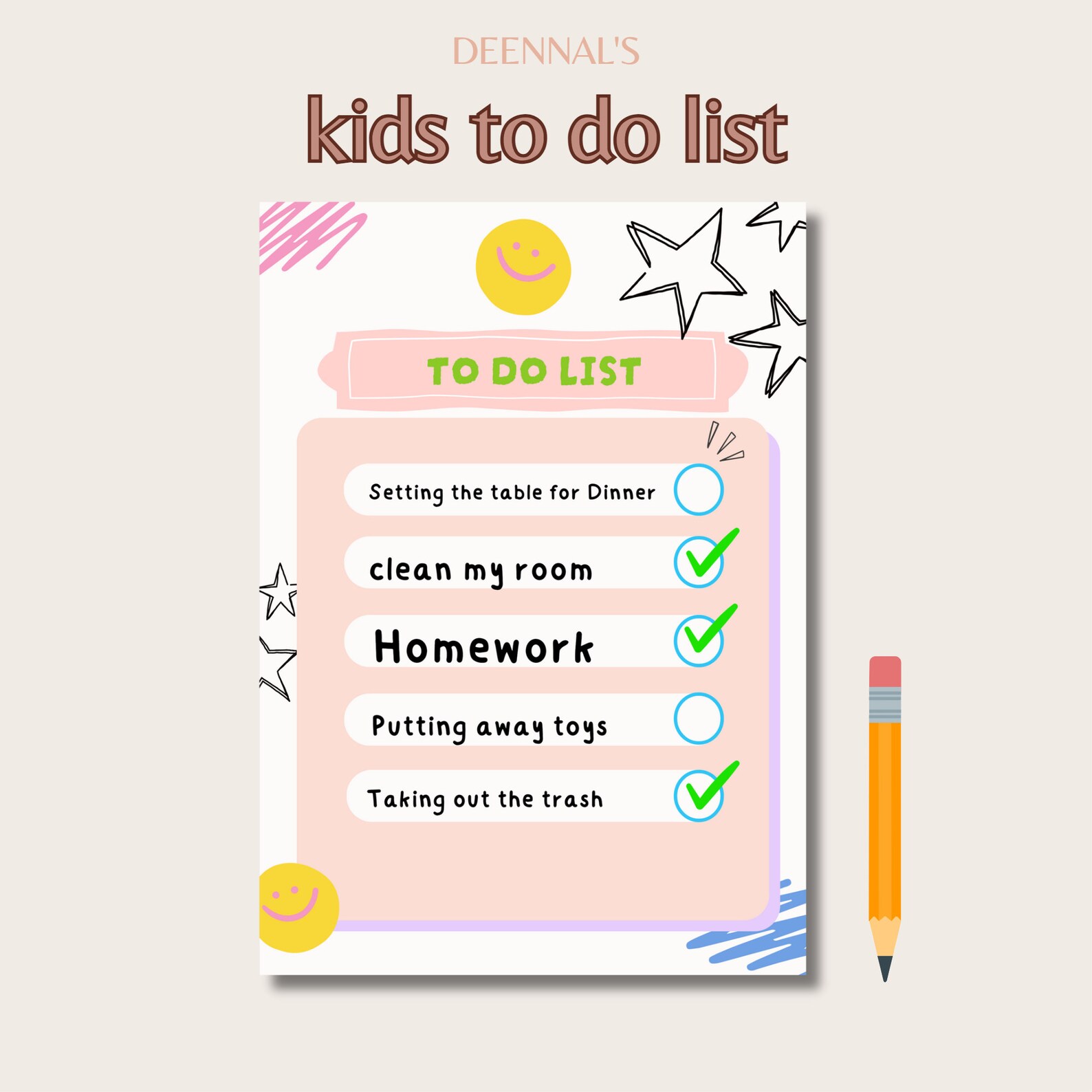 Kids to Do List, Checklist for Kids, to Do List for Kids, Chore Chart ...