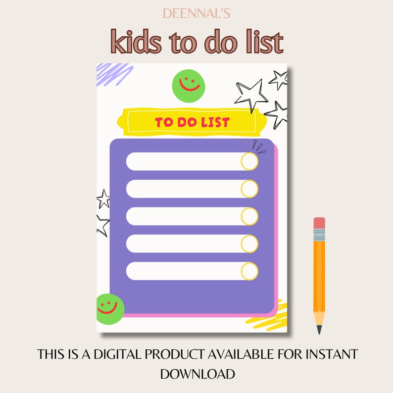 Kids to Do List, Checklist for Kids, to Do List for Kids, Chore Chart ...
