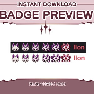 Kitsune Mask Badges (purple) | Sub/bit Badges | Twitch Graphics ...