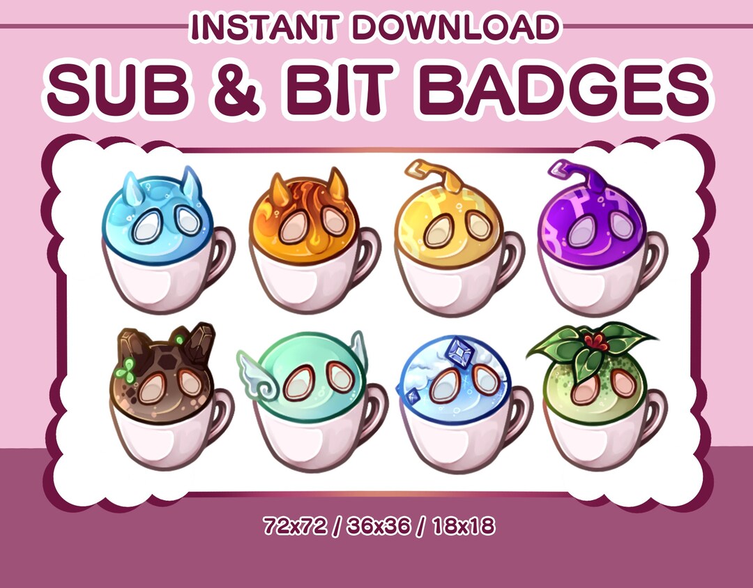 GENSHIN IMPACT Slimes Twitch Badges Twitch Graphics Cute Sub/bit Badges ...