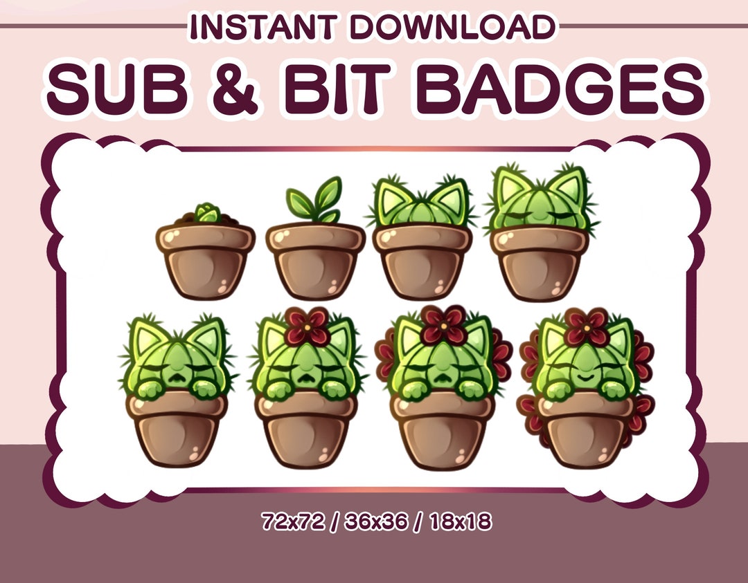 Cactus Cat Sub&bit Badges Natural Youtube/twitch/discord Cat Sub Badges ...