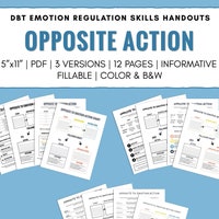DBT Opposite Action Worksheets | Printable Emotion Regulation Skill ...