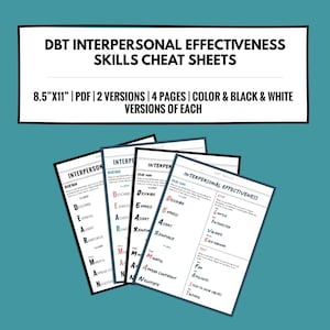 DBT Interpersonal Effectiveness Skills Cheat Sheets - Etsy