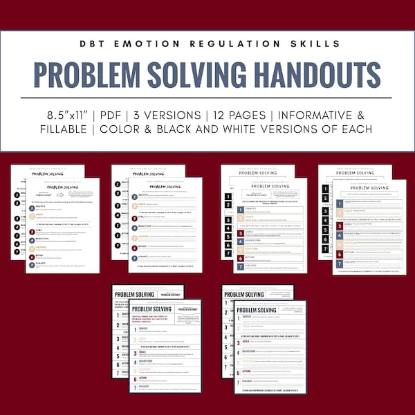 Problem Solving Handouts Etsy 