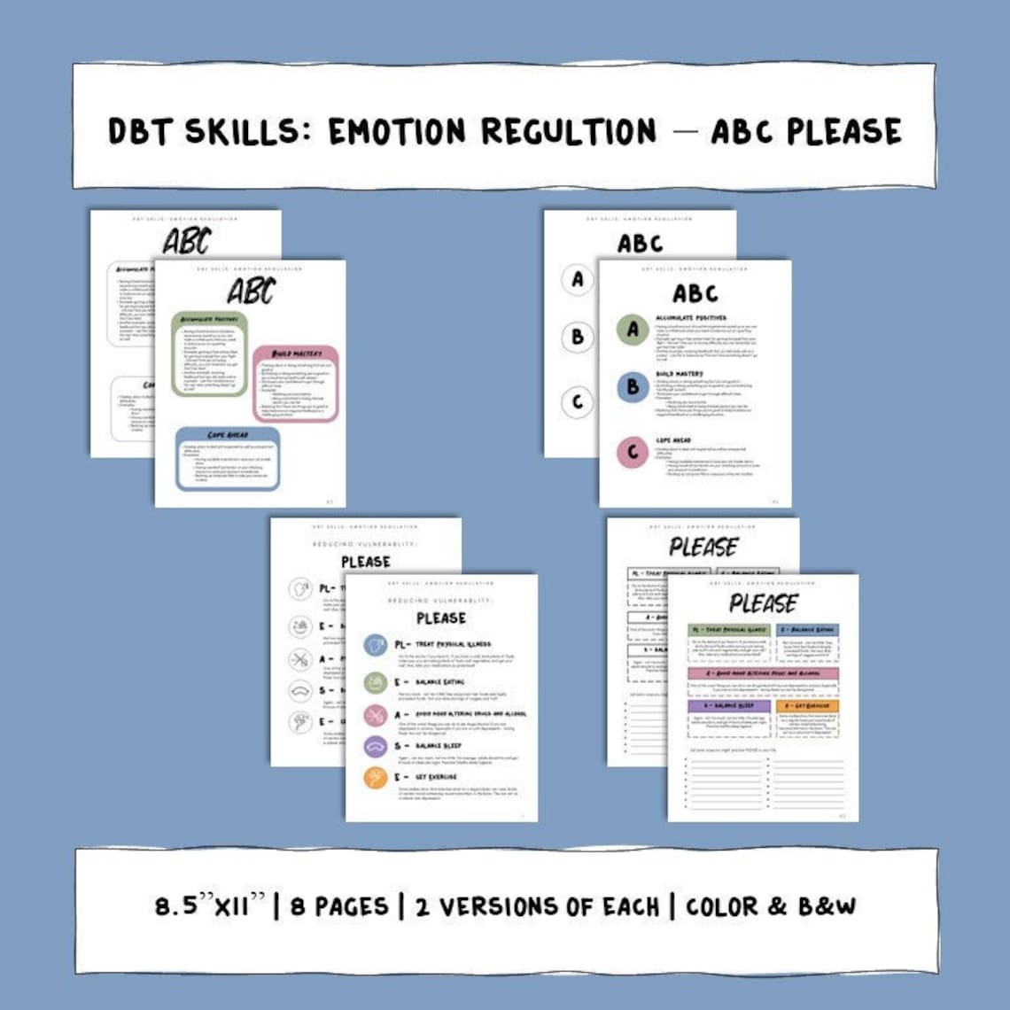 ABC PLEASE DBT Skills Handouts - Etsy