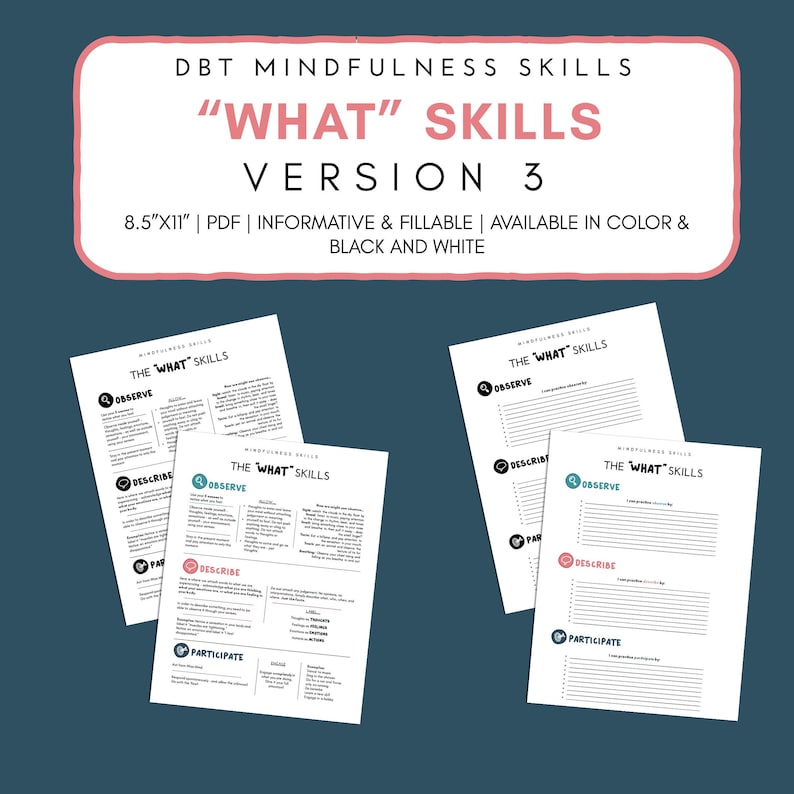 The what Skills DBT Mindfulness Handouts - Etsy