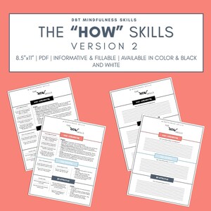 DBT Mindfulness "how" Skills Handouts - Etsy
