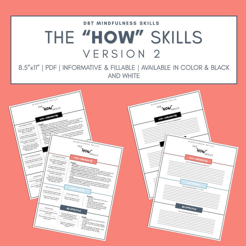 DBT Mindfulness "how" Skills Handouts - Etsy