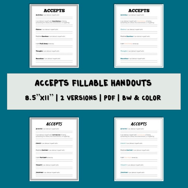 ACCEPTS Distress Tolerance DBT Skill Handout - Etsy