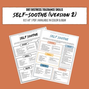 Self-soothe Distress Tolerance DBT Skill Handouts - Etsy