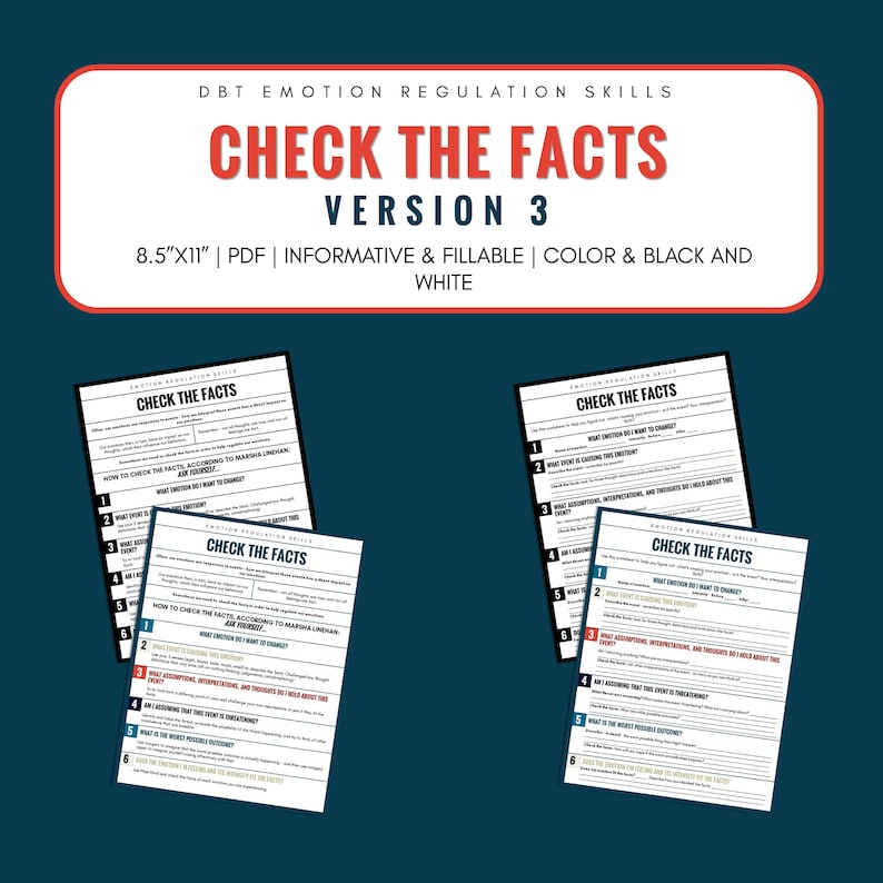 Check the Facts DBT Emotion Regulation Handouts - Etsy