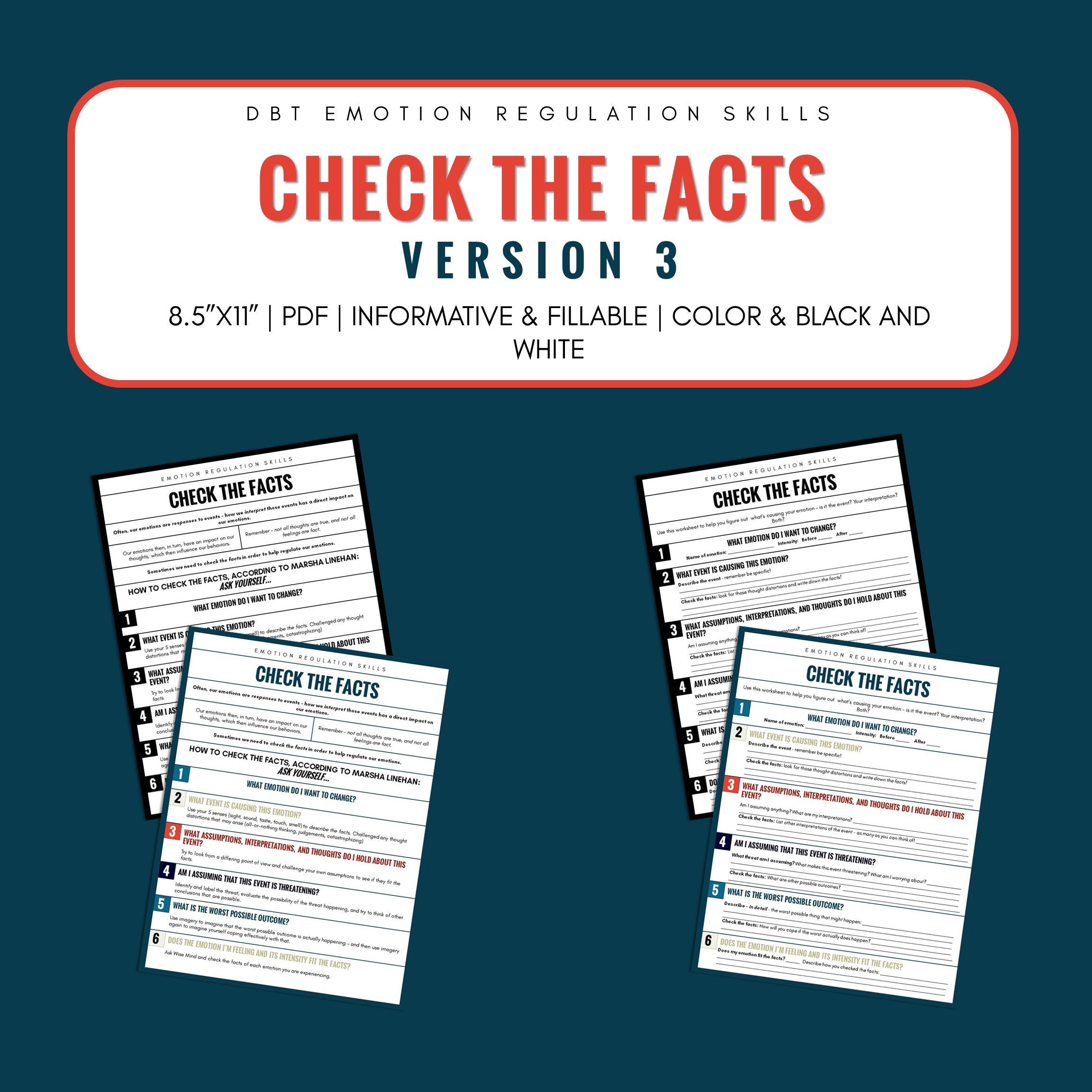 Check the Facts DBT Emotion Regulation Handouts - Etsy