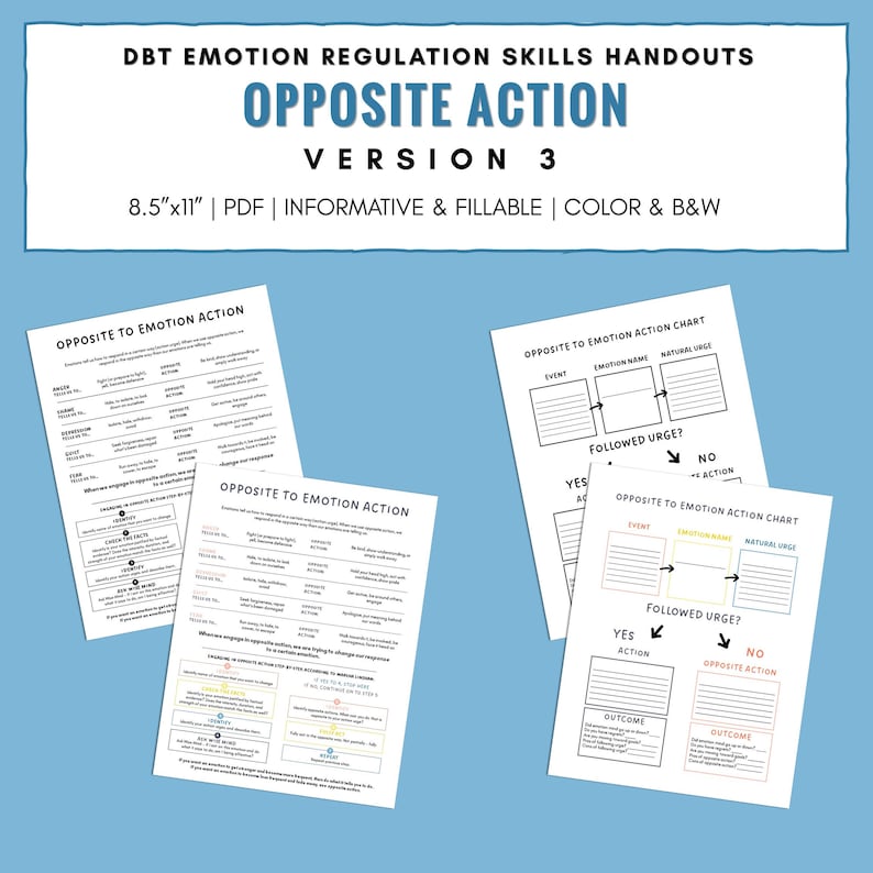 Opposite Action DBT Skill Handouts - Etsy