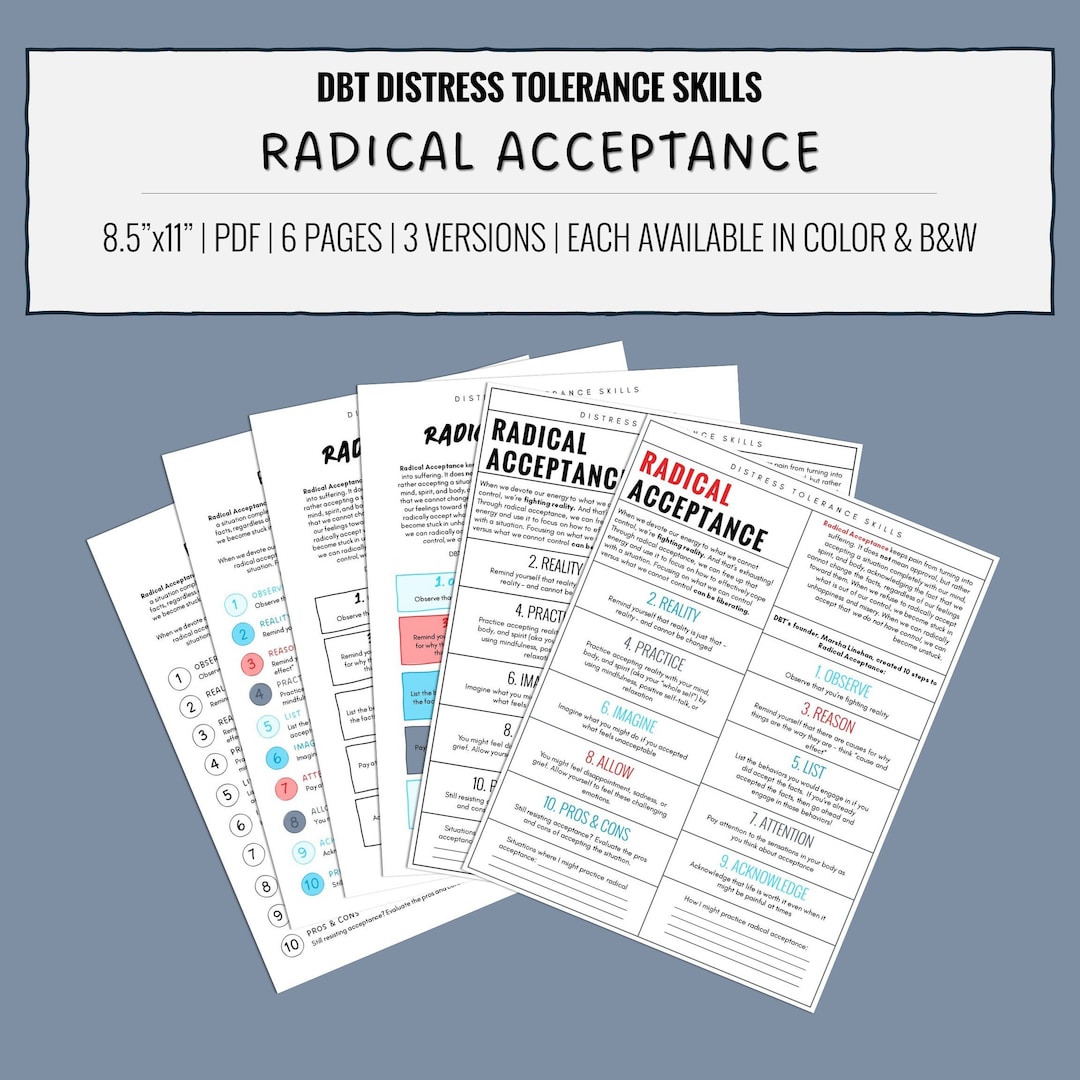 Radical Acceptance DBT Distress Tolerance Handouts - Etsy