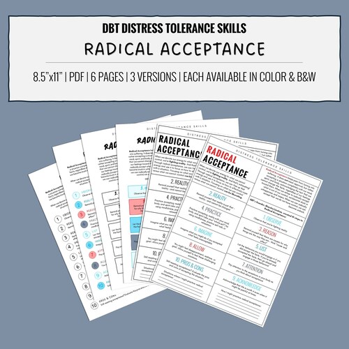 Radical Acceptance DBT Distress Tolerance Handouts - Etsy