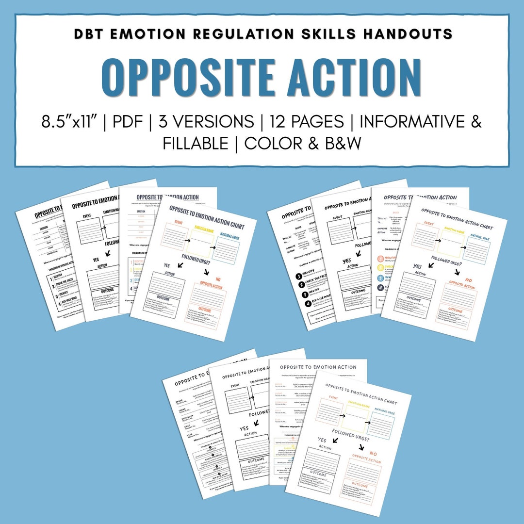 Opposite Action DBT Skill Handouts - Etsy
