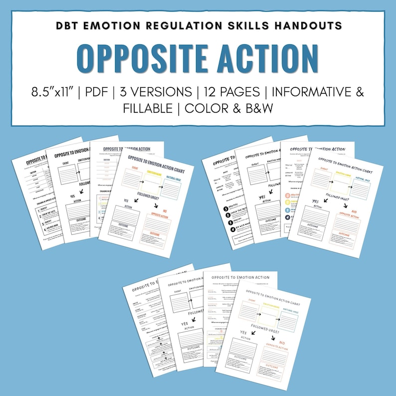 Opposite Action DBT Skill Handouts - Etsy