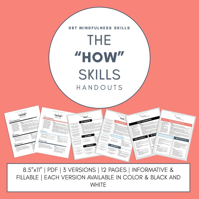 DBT Mindfulness "how" Skills Handouts - Etsy