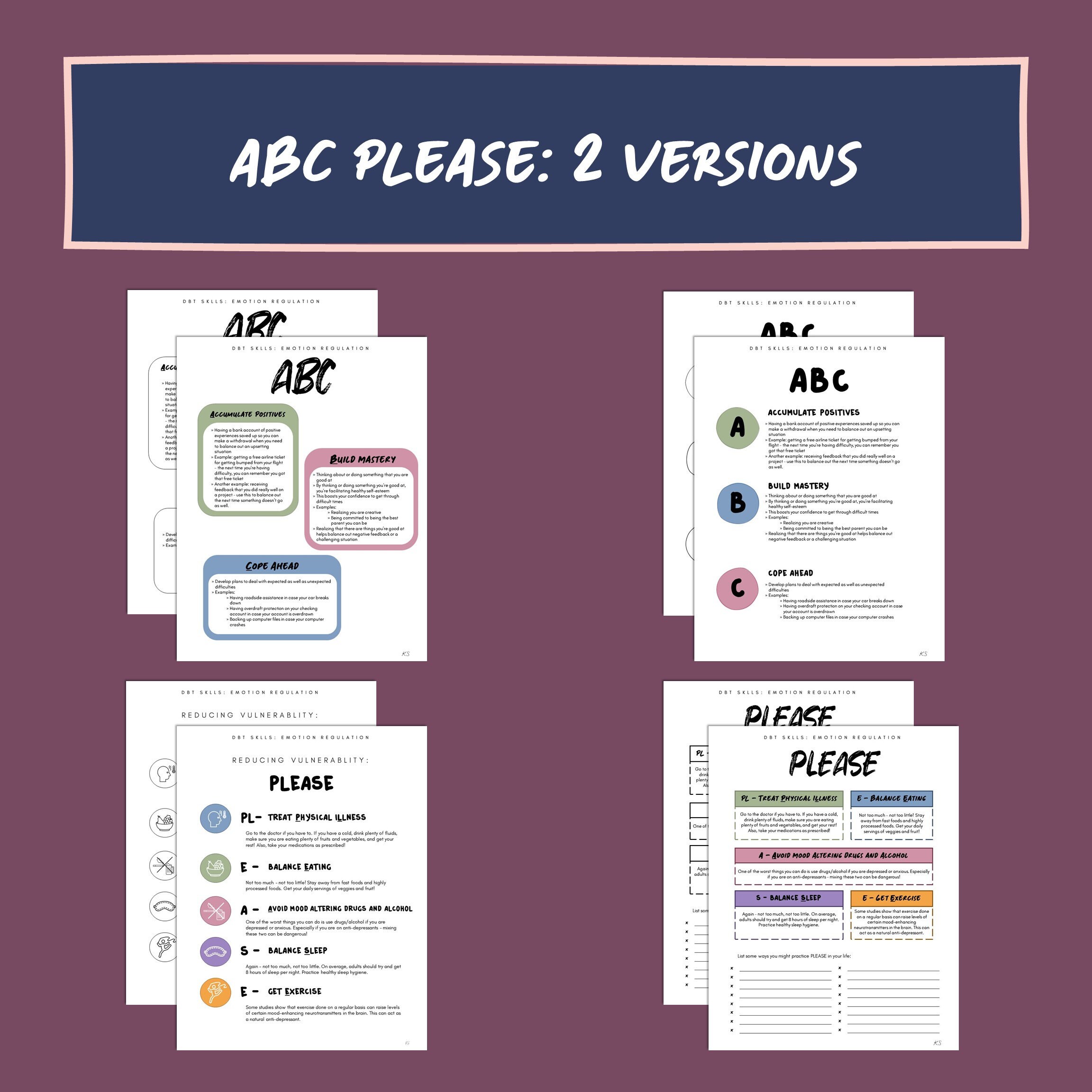 Emotion Regulation DBT Skills Bundle - Etsy