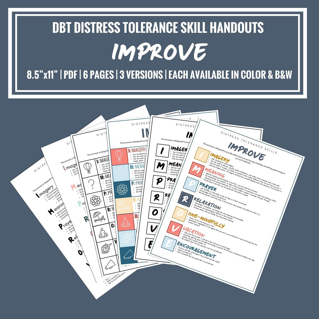 IMPROVE DBT Distress Tolerance Handout - Etsy