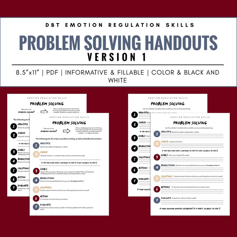 Problem Solving DBT Skill Handouts - Etsy
