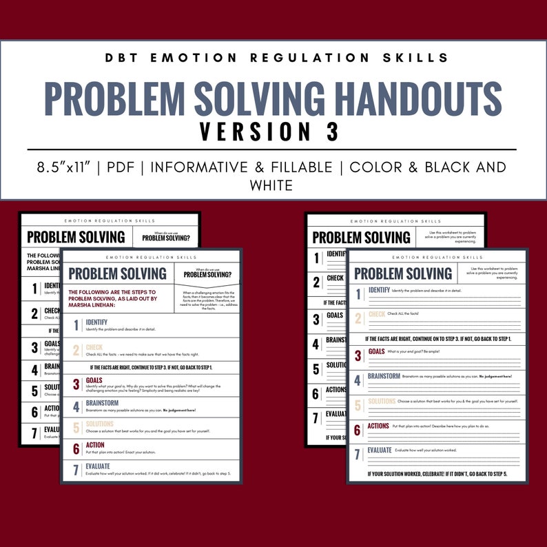 Problem Solving DBT Skill Handouts - Etsy