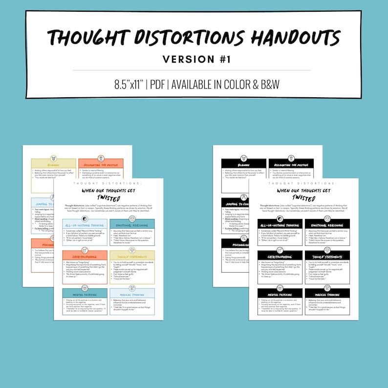 Thought Distortions (cognitive Distortions) Handouts - Etsy