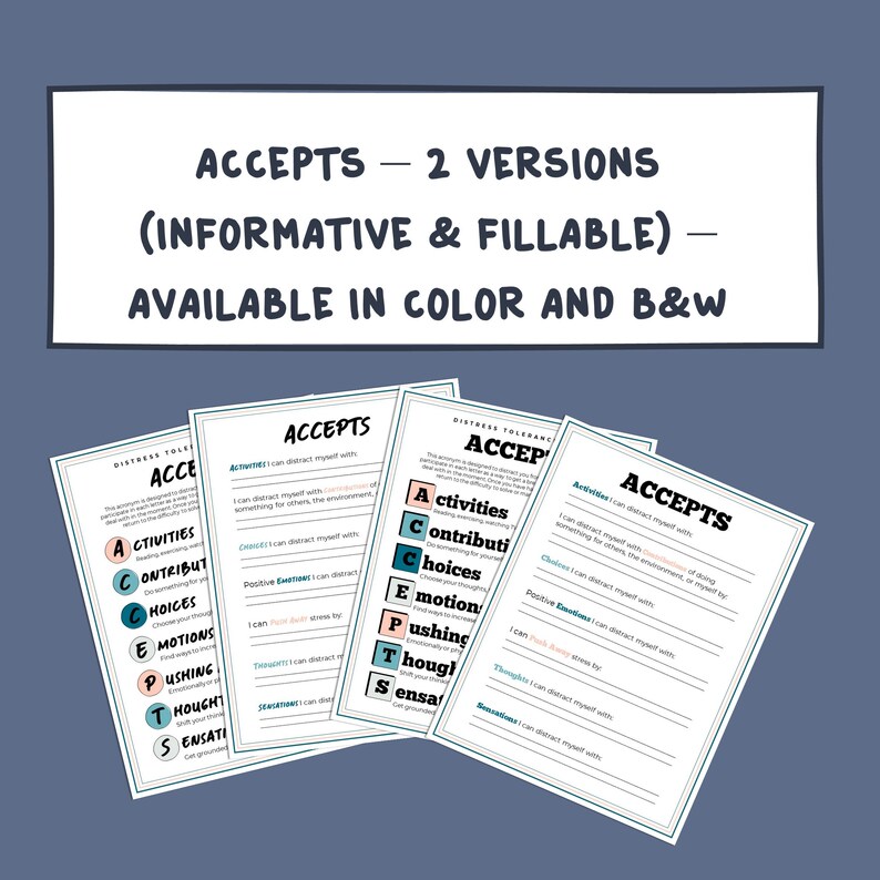 DBT Distress Tolerance Skills Bundle - Etsy