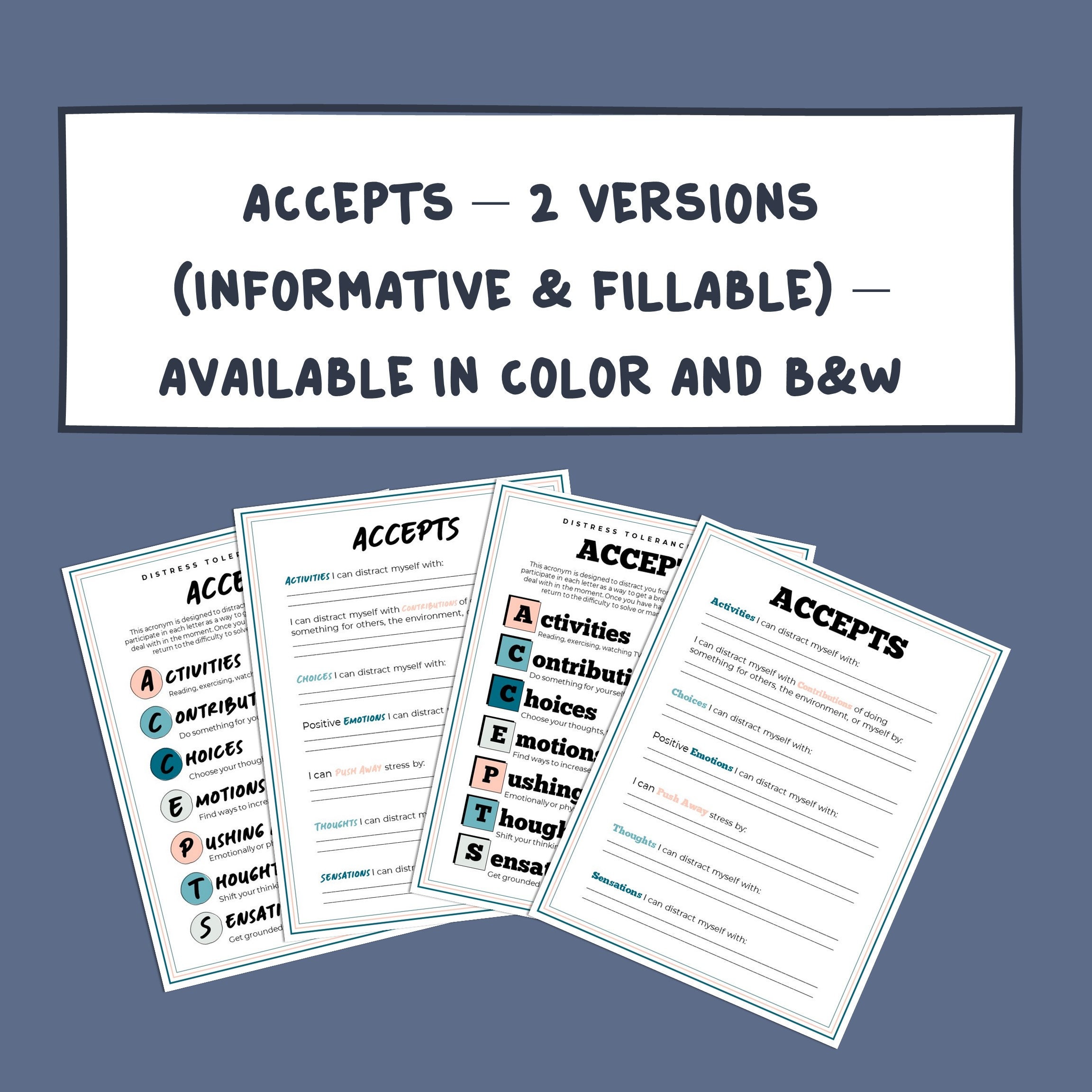 DBT Distress Tolerance Skills Bundle - Etsy