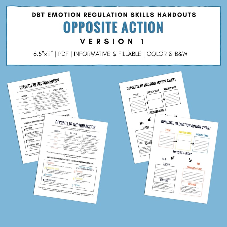 Opposite Action DBT Skill Handouts - Etsy