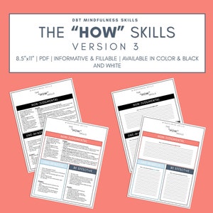 DBT Mindfulness "how" Skills Handouts - Etsy