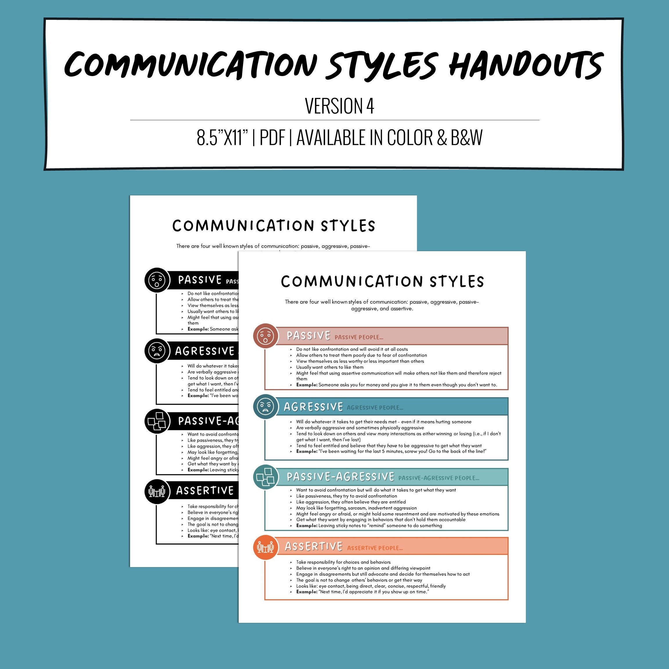 Four Styles Communication Worksheets
