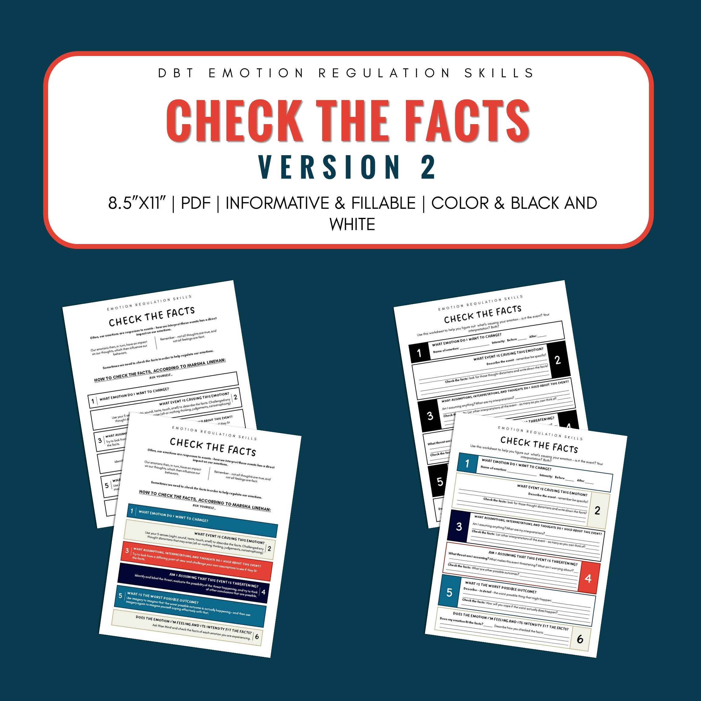 Check the Facts DBT Emotion Regulation Handouts - Etsy