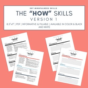 DBT Mindfulness "how" Skills Handouts - Etsy