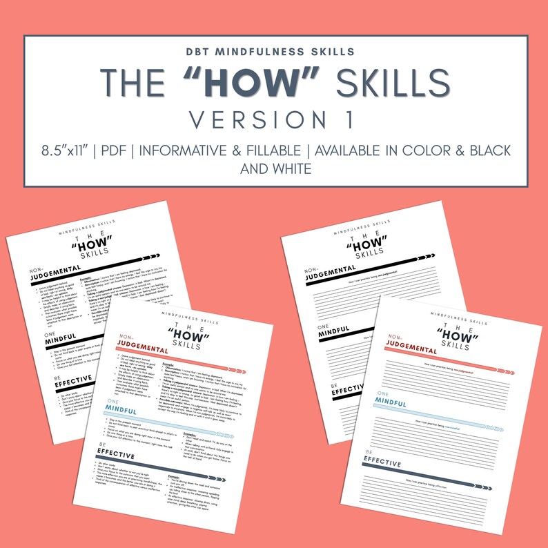 DBT Mindfulness "how" Skills Handouts - Etsy