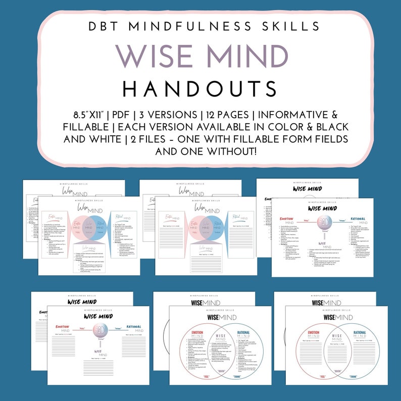 Wise Mind DBT Skill Handouts - Etsy