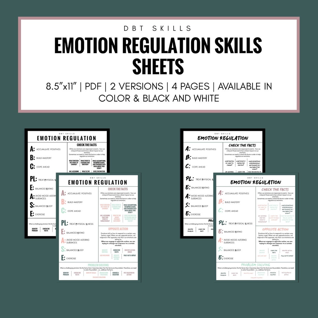 Emotion Regulation DBT Skills Sheets - Etsy