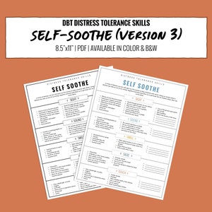 Self-soothe Distress Tolerance DBT Skill Handouts - Etsy