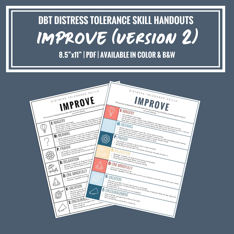 IMPROVE DBT Distress Tolerance Handout - Etsy
