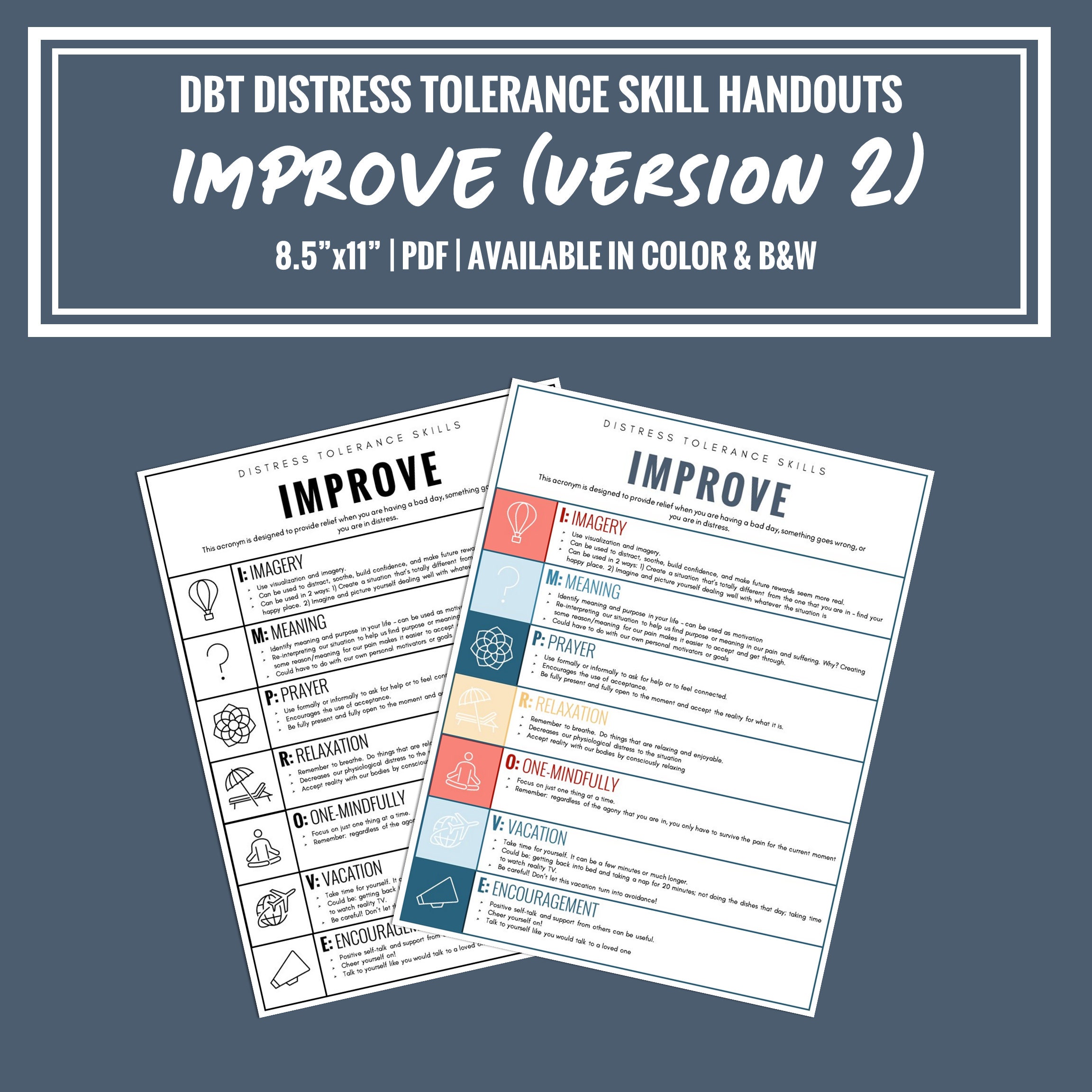 IMPROVE DBT Distress Tolerance Handout - Etsy