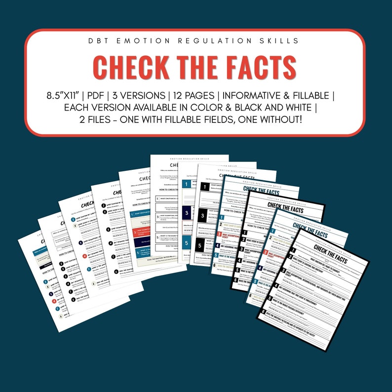 Check the Facts DBT Emotion Regulation Handouts - Etsy