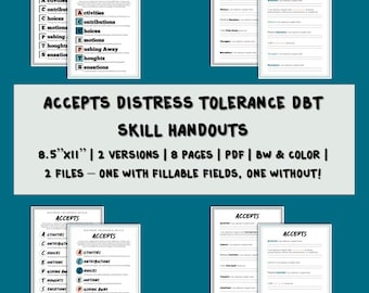 ACCEPTS Skill | Distress Tolerance | DBT Worksheet | Mental Health ...