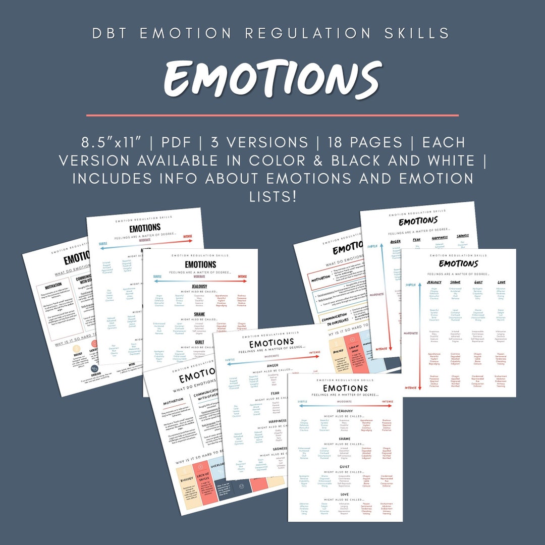 Emotions, What They Do, and Emotion Lists - DBT Emotion Regulation ...