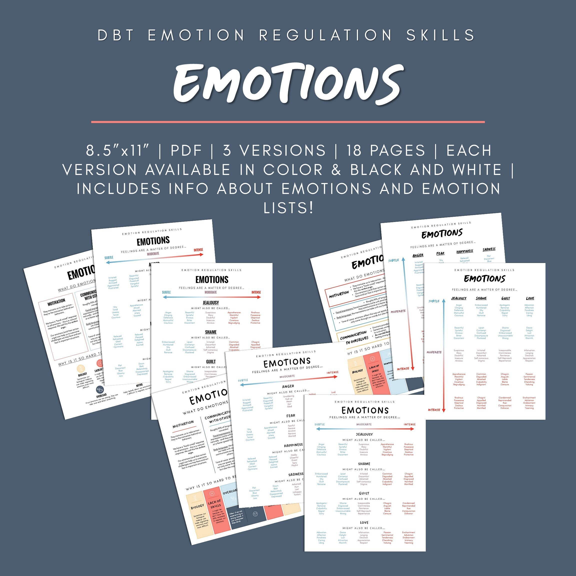 Emotions, What They Do, and Emotion Lists - DBT Emotion Regulation ...